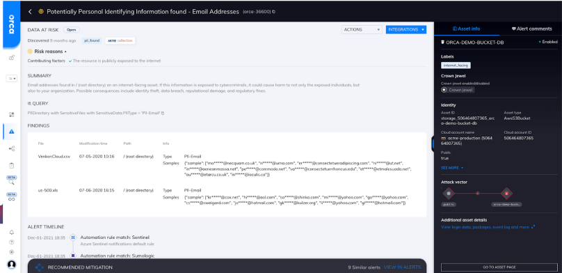 Personal Identifiable Information (PII) Risk | Orca Security