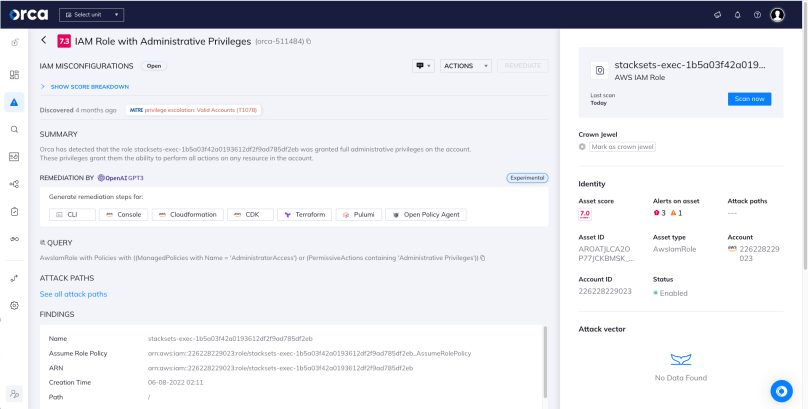 IAM Role with Administrative Privileges | Orca Security